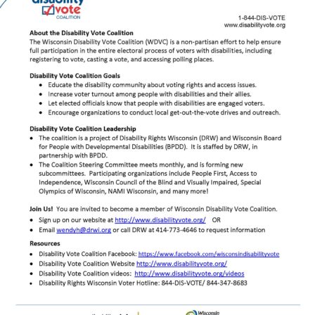 DVC Fact Sheets and Brochures - Wisconsin Disability Vote Coalition