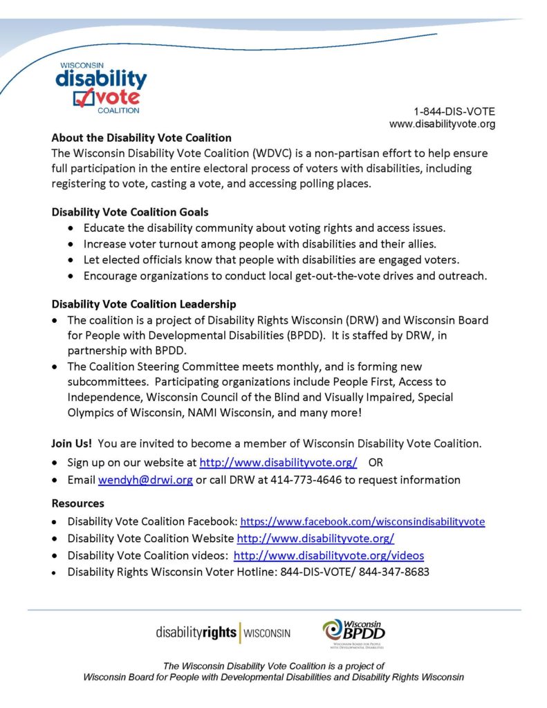 DVC Fact Sheets and Brochures - Wisconsin Disability Vote Coalition