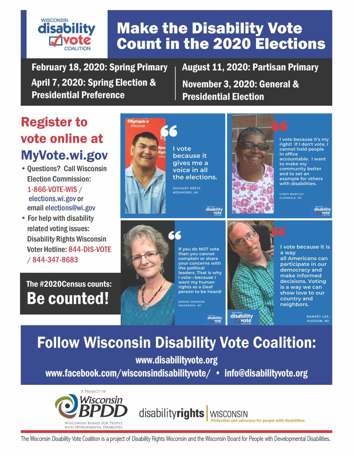 DVC 2020 Elections Poster - Wisconsin Disability Vote Coalition