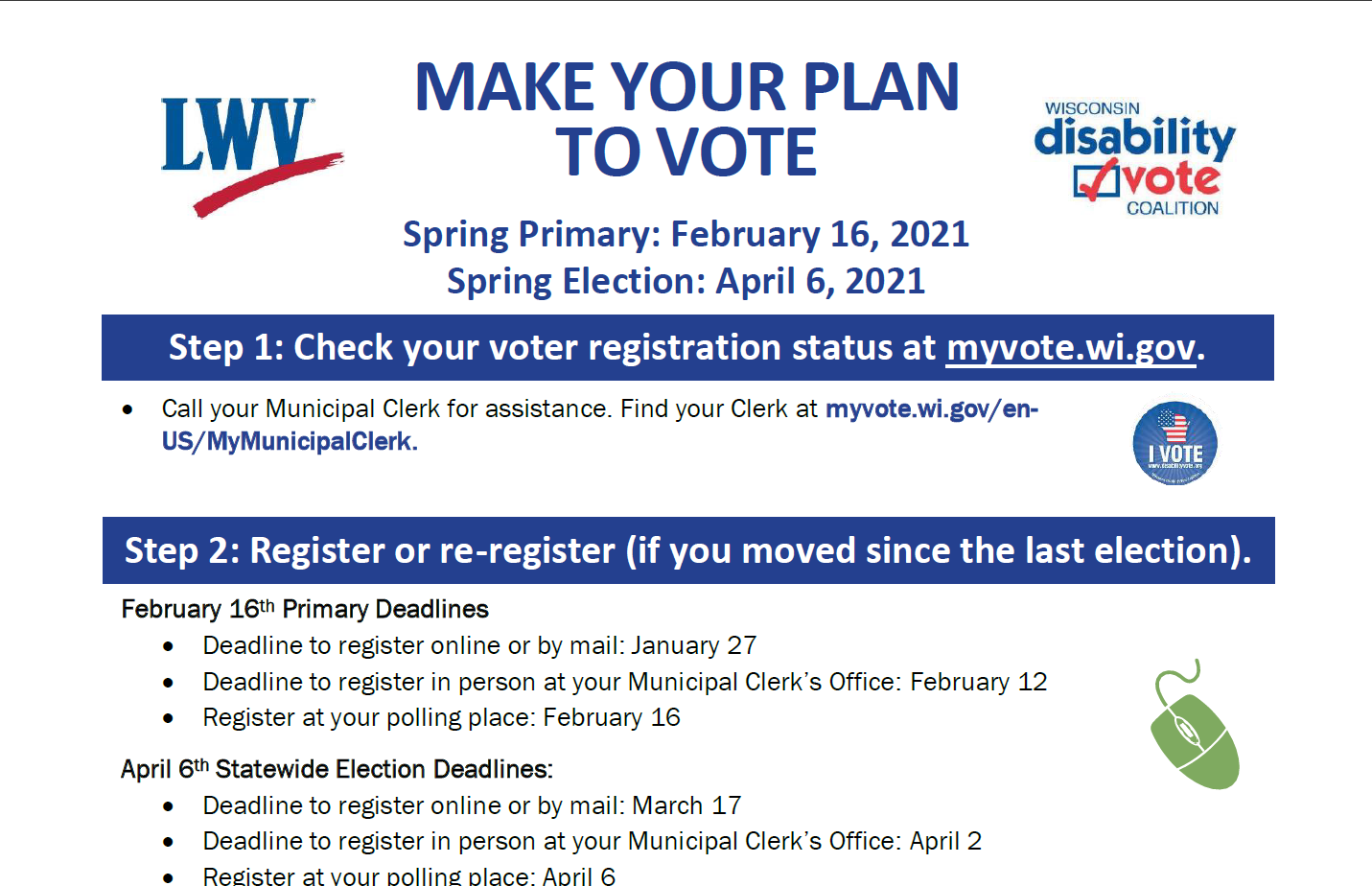 Make Your Plan to Vote in the Spring Elections! - Wisconsin Disability ...