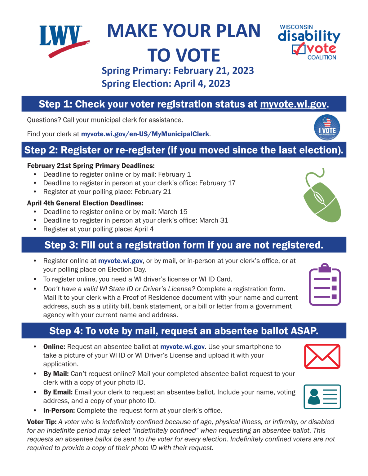Make Your Plan to Vote 2023 Fact Sheet - Wisconsin Disability Vote ...
